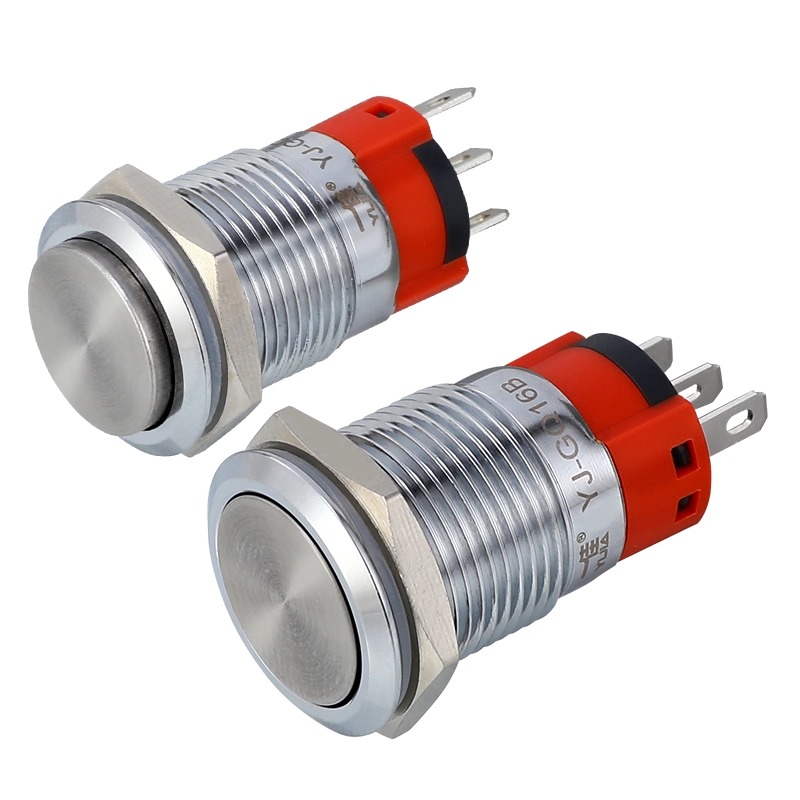 Yijia flat/high stainless steel 3pins metal button of 16mm installation ...