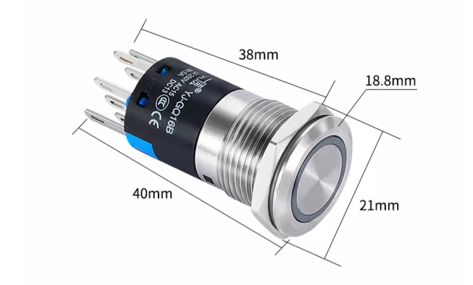 YIJIA 16MM waterproof industrial push button switch YJ-GQ16B (2NO2NC ...